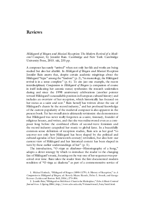 (PDF) Review: Hildegard of Bingen and Musical Reception: The Modern ...