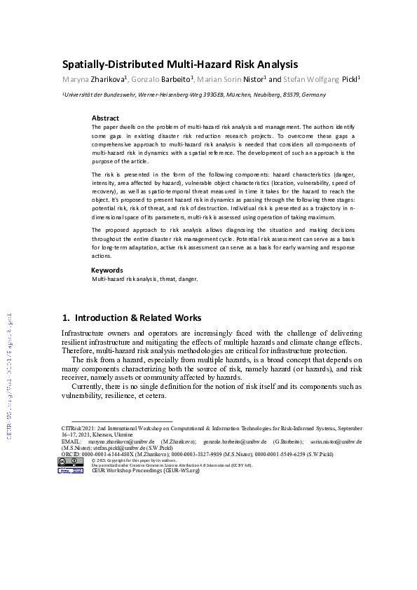 (PDF) Spatially-distributed multi-hazard risk analysis | Maryna Zharikova - Academia.edu