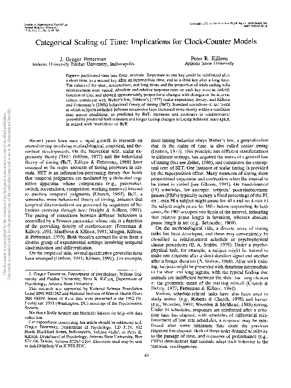 (PDF) Categorical scaling of time: Implications for clock-counter models