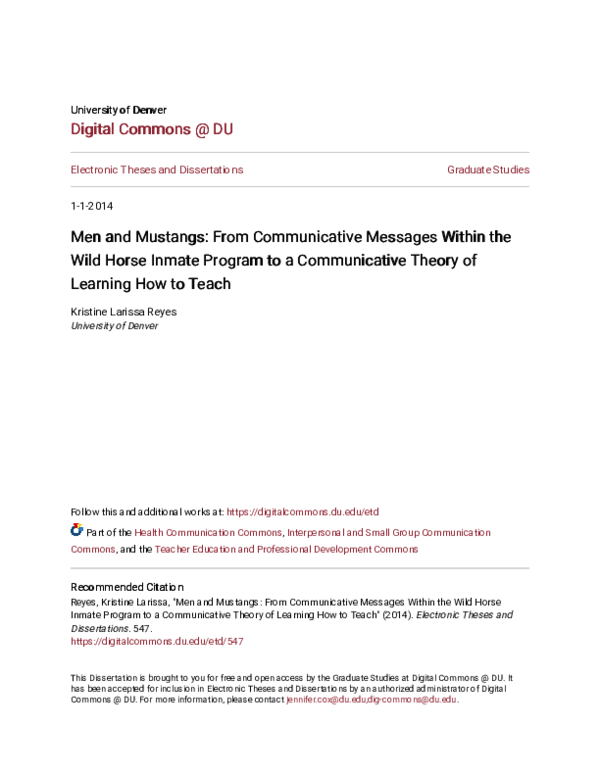 (PDF) Men and Mustangs: From Communicative Messages Within the Wild ...
