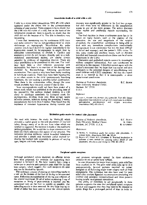 (PDF) Intubation guide marks for correct tube placement