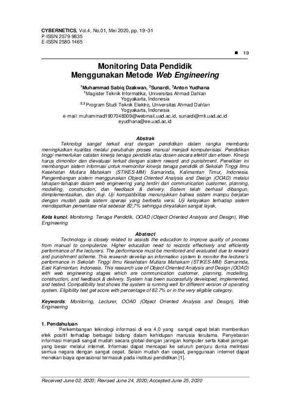 (PDF) Monitoring Data Pendidik Menggunakan Metode Web Engineering
