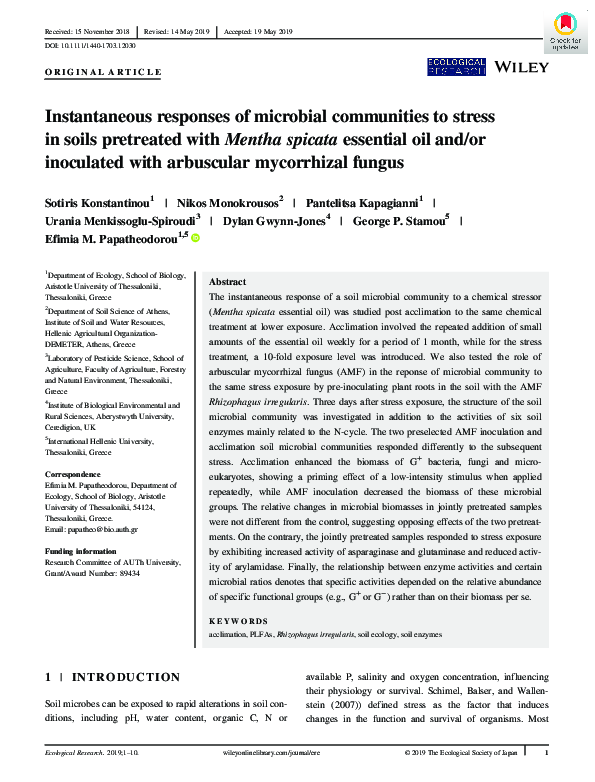 (PDF) Instantaneous responses of microbial communities to stress in ...