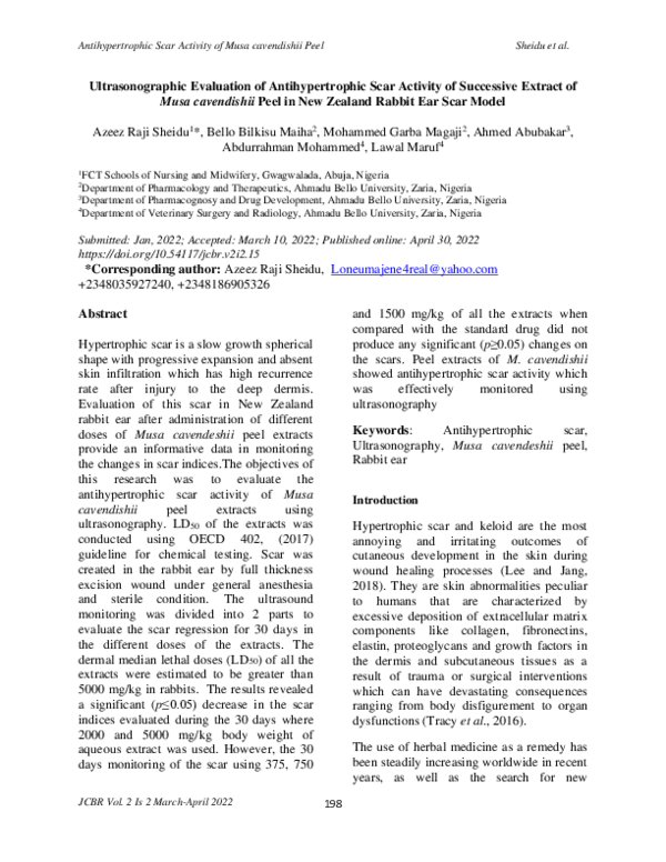 (PDF) Ultrasonographic Technique Evaluation of Antihypertrophic Scar ...