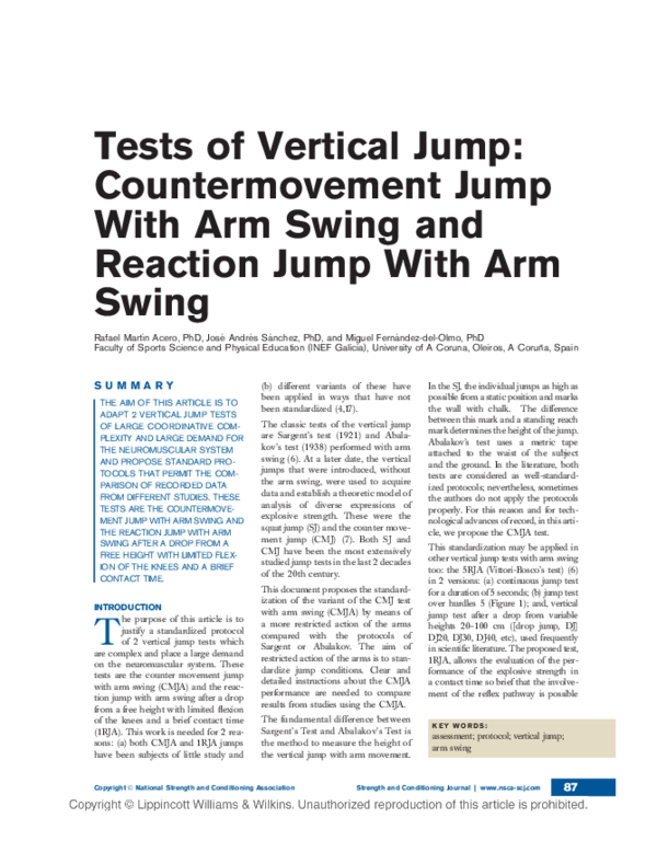 (PDF) Tests of Vertical Jump