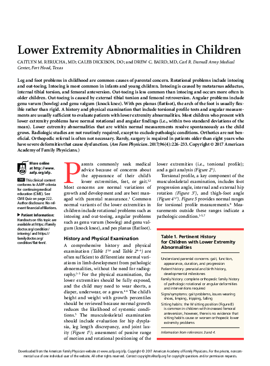 (PDF) Lower Extremity Abnormalities in Children