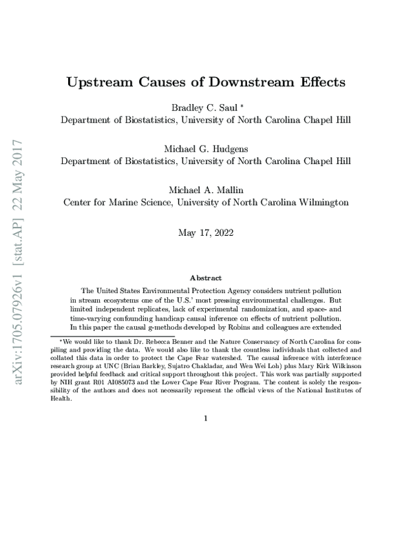 (PDF) Upstream Causes of Downstream Effects