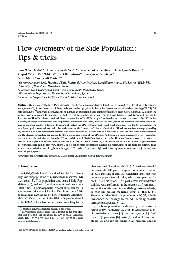 (PDF) Flow Cytometry of the Side Population: Tips & Tricks