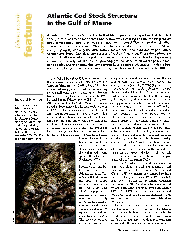 (PDF) Atlantic Cod Stock Structure in the Gulf of Maine