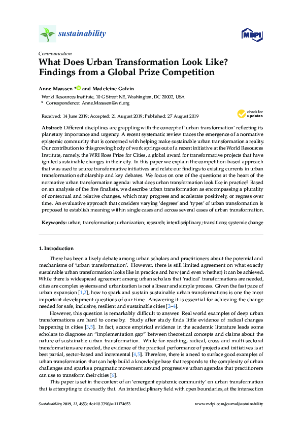 (PDF) What Does Urban Transformation Look Like? Findings from a Global ...