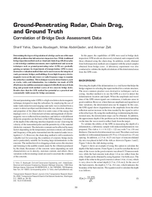 (PDF) Ground-Penetrating Radar, Chain Drag, and Ground Truth