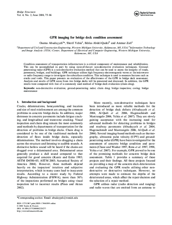 (PDF) GPR imaging for bridge deck condition assessment