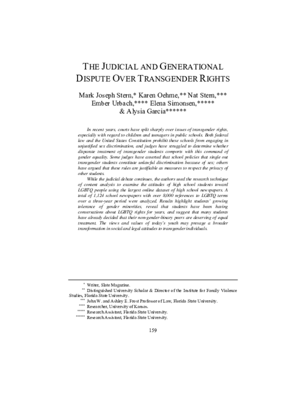 (PDF) The Judicial and Generational Dispute over Transgender Rights