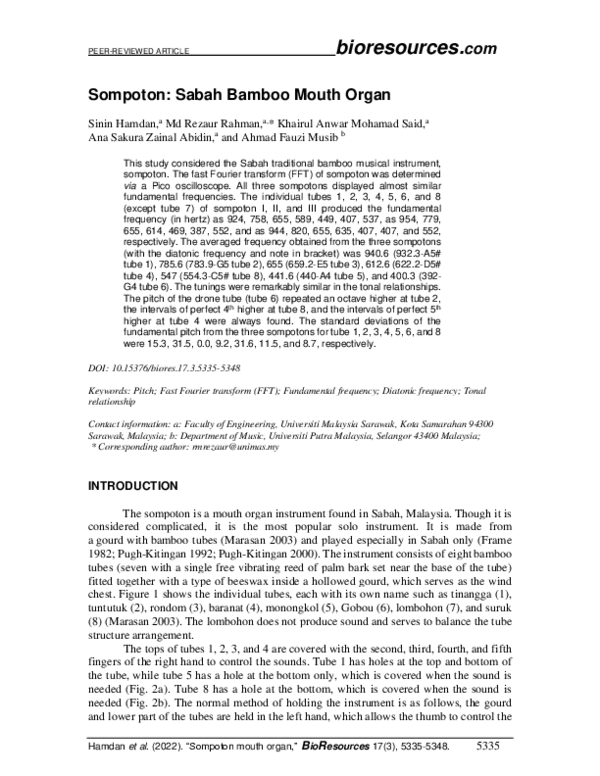 (PDF) Sompoton: Sabah bamboo mouth organ