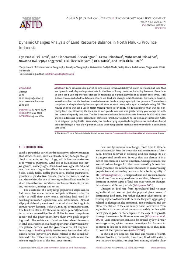 (PDF) Dynamic Changes Analysis of Land Resource Balance in North Maluku ...