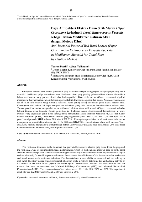 (PDF) Daya Antibakteri Ekstrak Daun Sirih Merah (Piper Crocatum ...