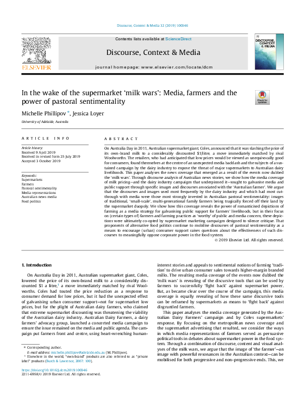 (PDF) In the wake of the supermarket ‘milk wars’: Media, farmers and ...