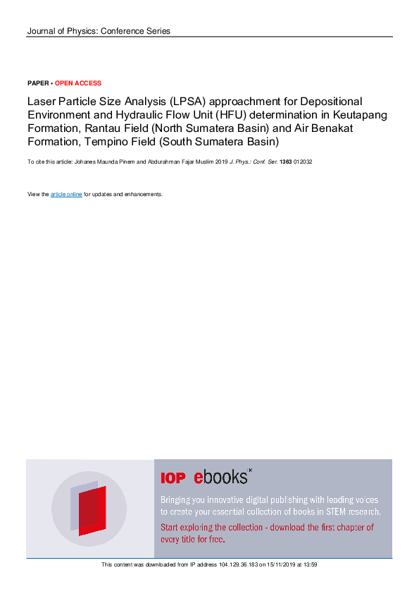 (PDF) Laser Particle Size Analysis (LPSA) approachment for Depositional ...