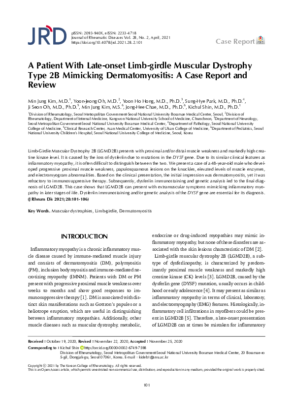 (PDF) A Patient With Late-onset Limb-girdle Muscular Dystrophy Type 2B ...