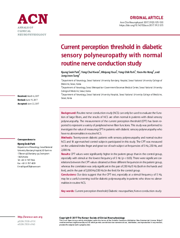(PDF) Current perception threshold in diabetic sensory polyneuropathy ...