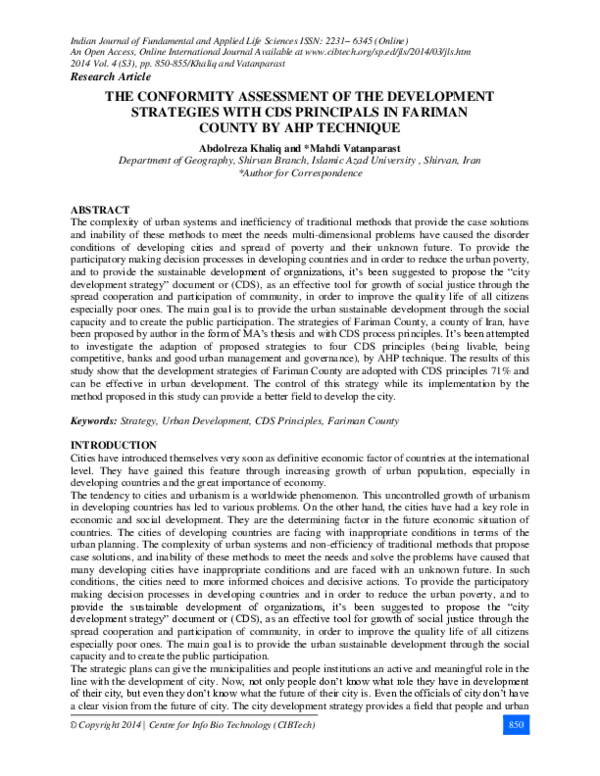 (PDF) The Conformity Assessment of the Development Strategies with CDS ...