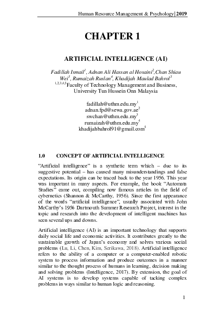 (PDF) Chapter 1 Artificial Intelligence ( Ai )