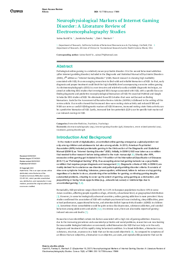 (PDF) Neurophysiological Markers of Internet Gaming Disorder: A Literature Review of ...