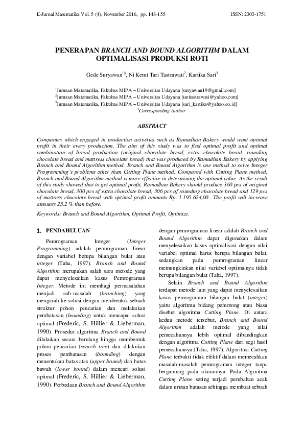(PDF) Penerapan Branch and Bound Algorithm Dalam Optimalisasi Produksi Roti