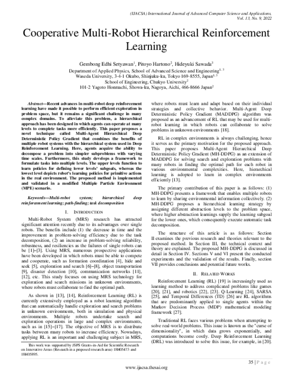 (PDF) Cooperative Multi-Robot Hierarchical Reinforcement Learning