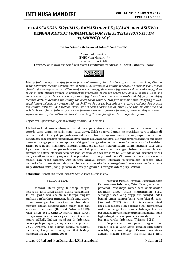(PDF) Perancangan Sistem Informasi Perpustakaan Berbasis Web Dengan ...