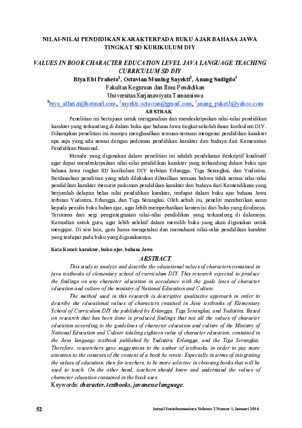 (PDF) Nilai-Nilai Pendidikan Karakter Pada Buku Ajar Bahasa Jawa ...