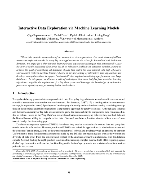 (PDF) Interactive Data Exploration via Machine Learning Models