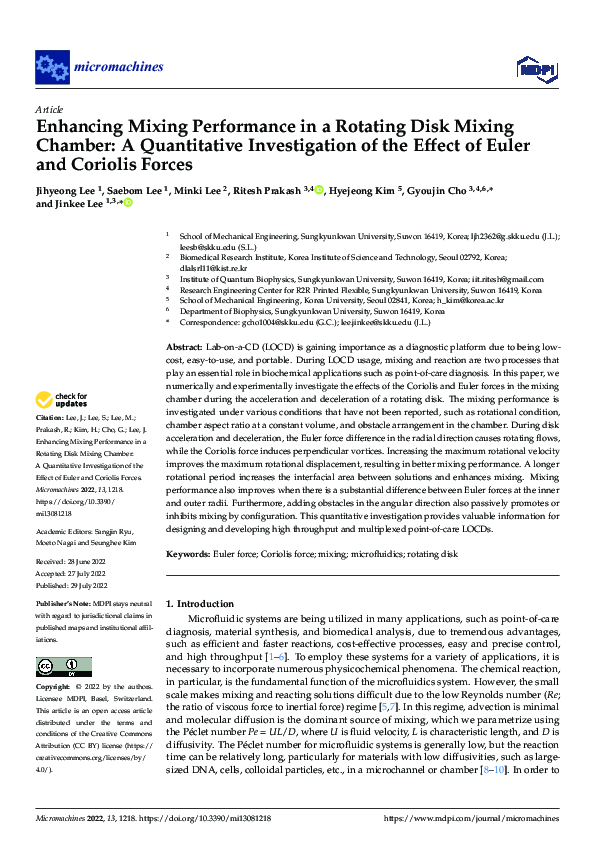 (PDF) Enhancing Mixing Performance in a Rotating Disk Mixing Chamber: A ...