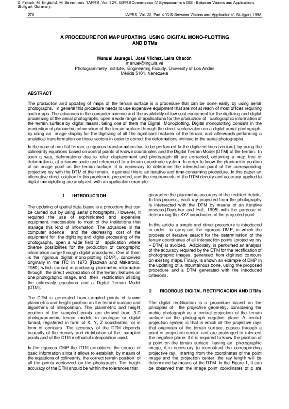 (PDF) A procedure for map updating using digital mono-plotting | JOSE ADRIAN VICENTE VILCHEZ ...