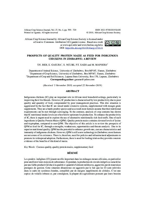 Pdf Prospects Of Quality Protein Maize As Feed For Indigenous