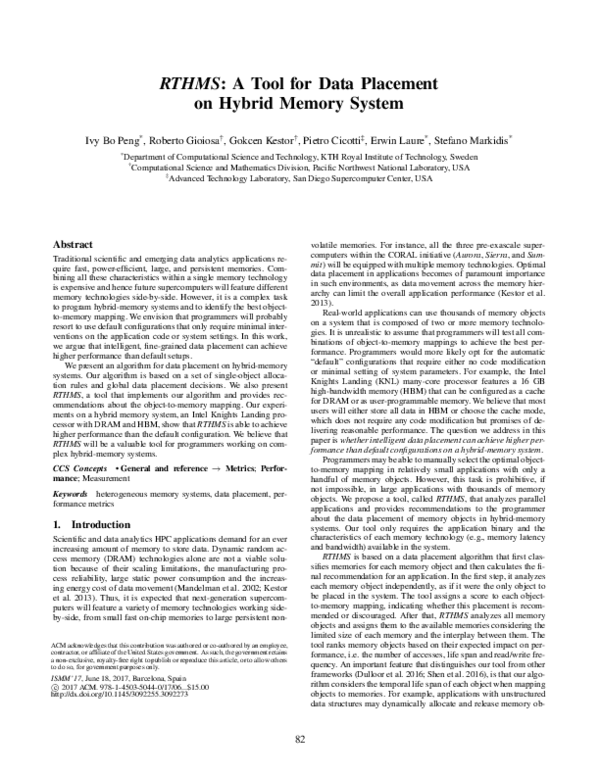 (PDF) RTHMS: a tool for data placement on hybrid memory system