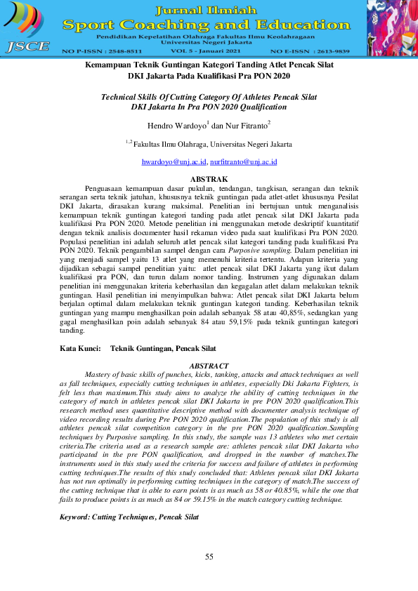 (PDF) Kemampuan Teknik Guntingan Kategori Tanding Atlet Pencak Silat DKI Jakarta Pada ...