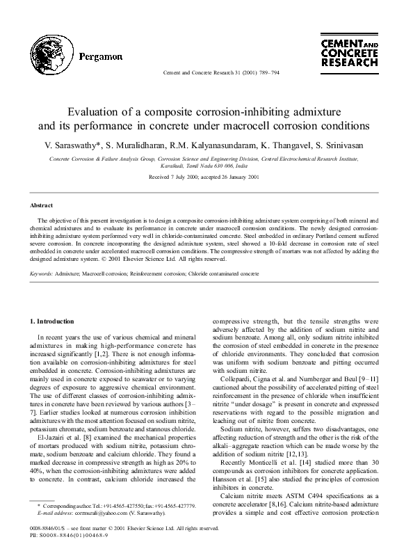 (PDF) Evaluation of a composite corrosion-inhibiting admixture and its ...