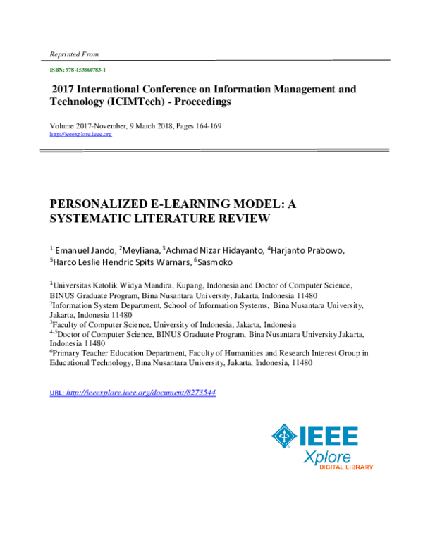 (PDF) Personalized E-learning Model: A systematic literature review