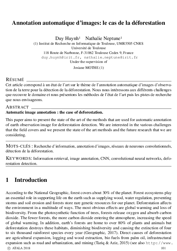 (PDF) Automatic image annotation : the case of deforestation | Duy Huynh - Academia.edu