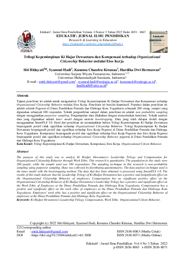 (PDF) Trilogi Kepemimpinan Ki Hajar Dewantara dan Kompensasi terhadap ...