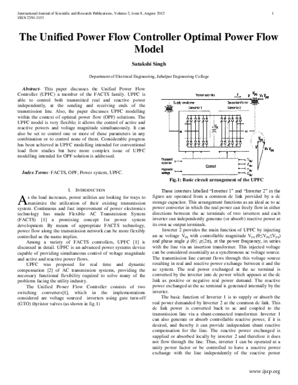 (PDF) The Unified Power Flow Controller Optimal Power Flow Model