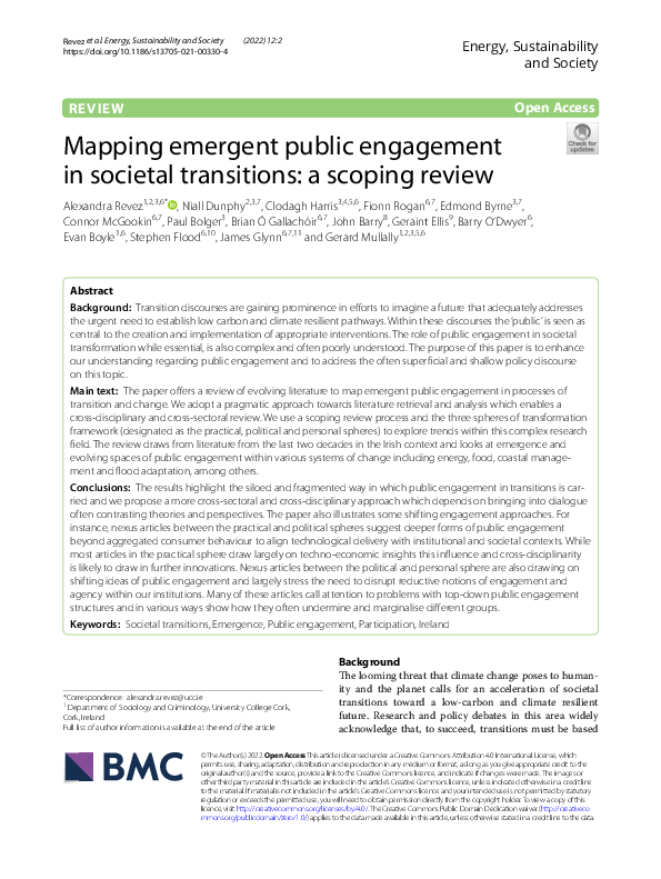 (PDF) Mapping emergent public engagement in societal transitions: a ...