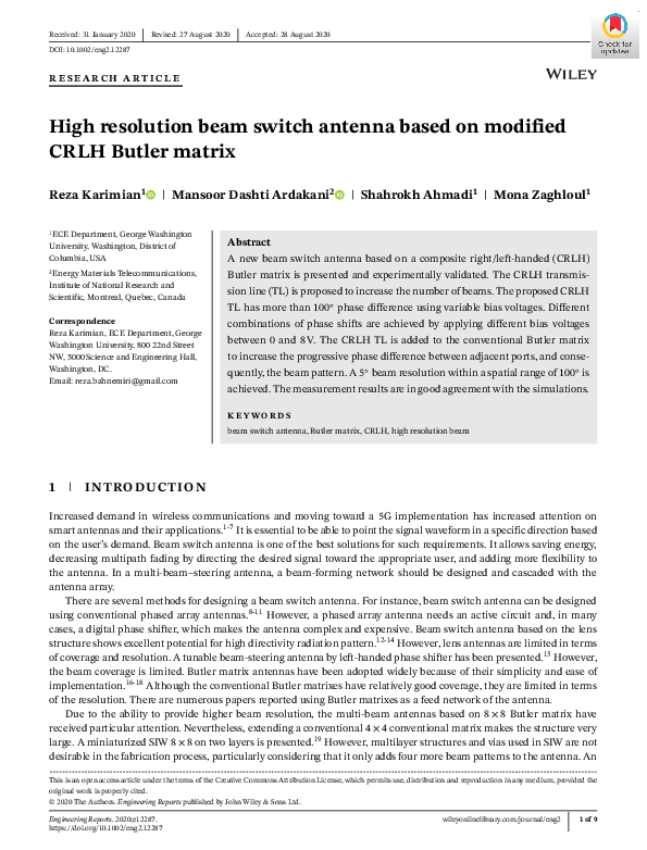 (PDF) High resolution beam switch antenna based on modified CRLH Butler ...