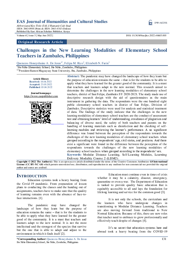 (PDF) Challenges in the New Learning Modalities of Elementary School ...