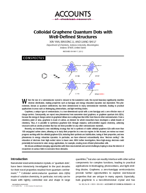 (PDF) Colloidal Graphene Quantum Dots with Well-Defined Structures