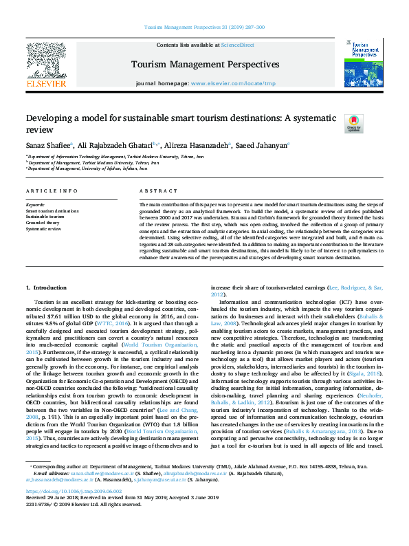 (PDF) Developing a model for sustainable smart tourism destinations: A ...