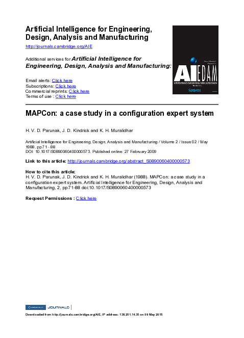 (PDF) MAPCon: a case study in a configuration expert system