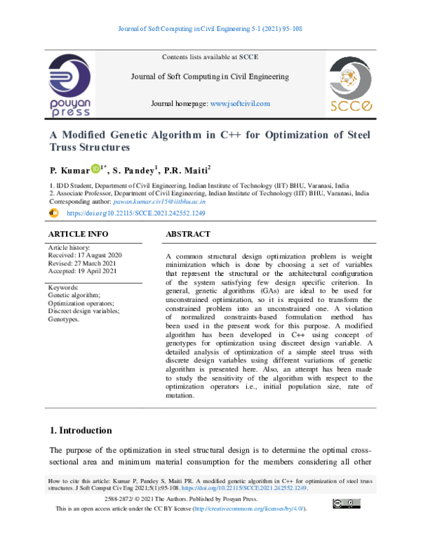 (PDF) A Modified Genetic Algorithm in C++ for Optimization of Steel Truss Structures