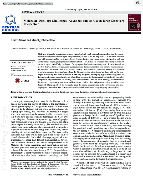 (PDF) Molecular Docking: Challenges, Advances and its Use in Drug Discovery Perspective